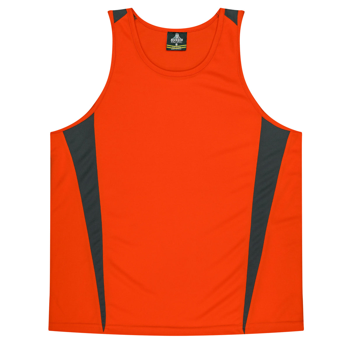 EUREKA KIDS SINGLETS - ORANGE/CHARCOAL — Aussie Pacific